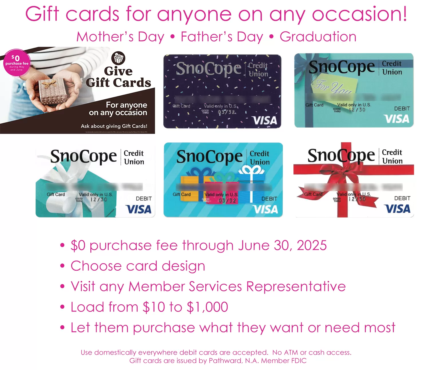 All Occasion Gift Cards - SnoCope Credit Union